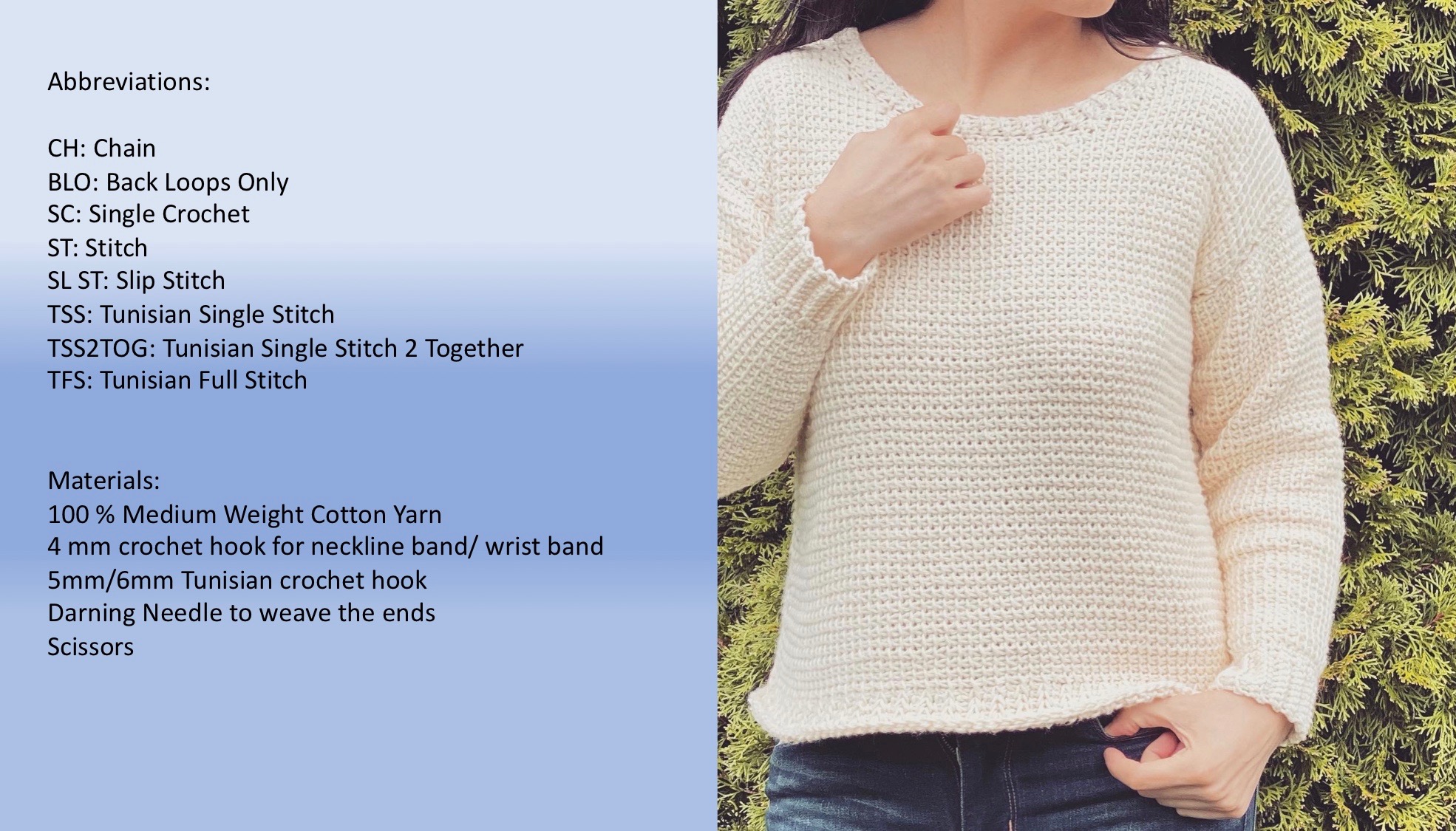 Tunisian crochet sweater step by step tutorial